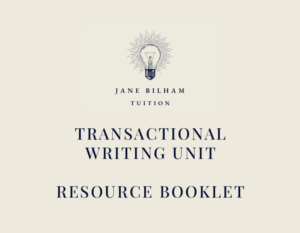 TRANSACTIONAL WRITING UNIT - FULL RESOURCE BOOKLET - Jane Bilham ...